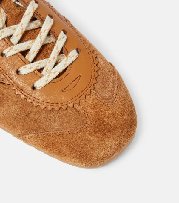 Dries Van Noten Tan Suede And Leather Lace-up Sneakers - Neutrals