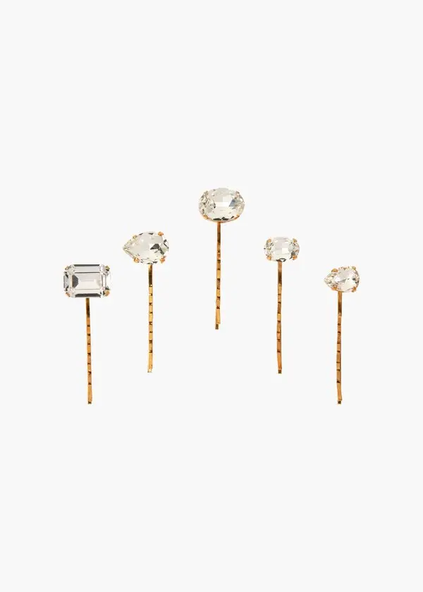JENNIFER BEHR Karina Bobby Pin Set - Crystal Antique Gold