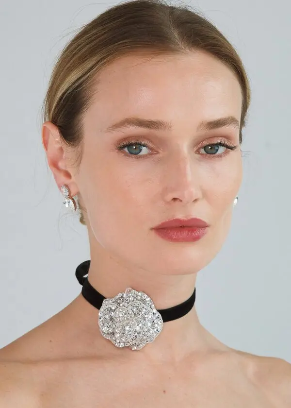 Jennifer Behr Gillian Ribbon Tie - Crystal | Editorialist display picture 1