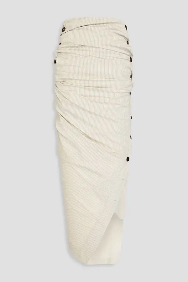 Philosophy Di Lorenzo Serafini Striped Crepe Midi Wrap Skirt - Ivory