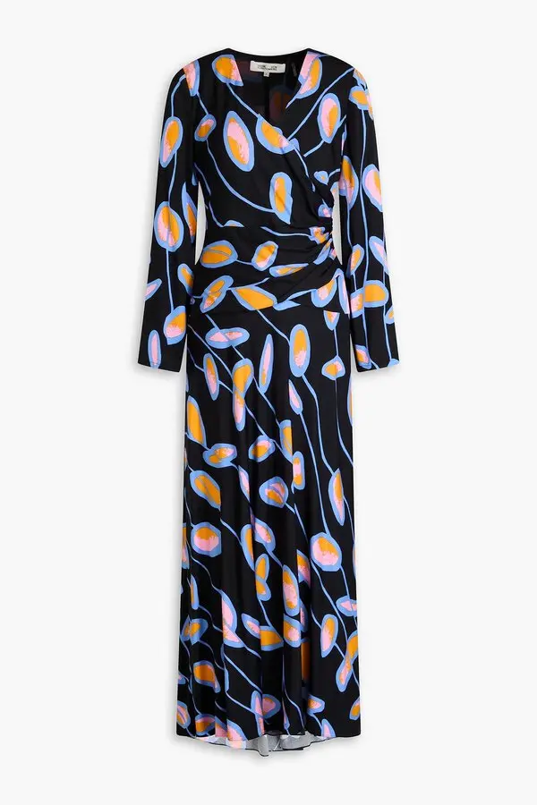 Diane Von Furstenberg Lanira Wrap-effect Printed Maxi Dress - Black