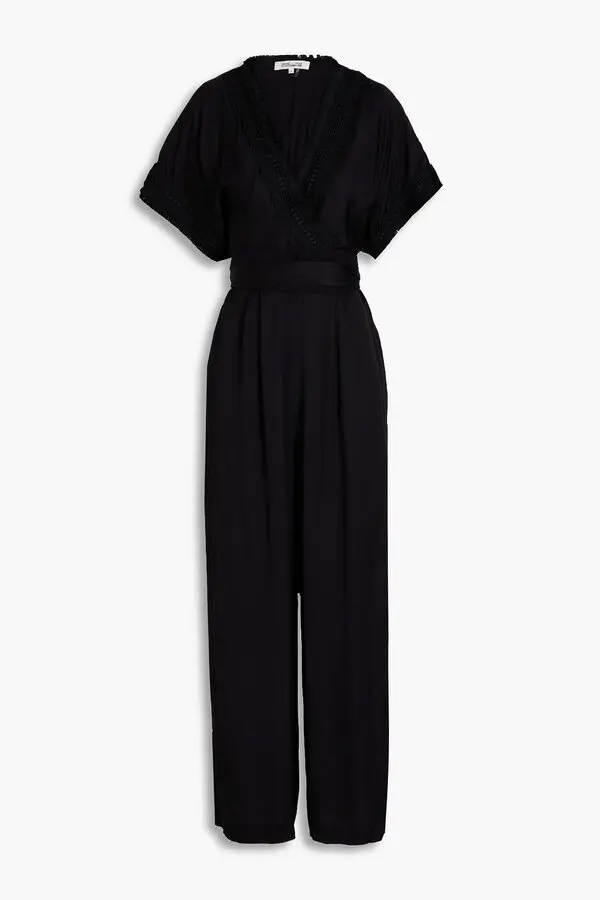 Diane Von Furstenberg Dechen Cropped Wide-leg Jumpsuit - Black