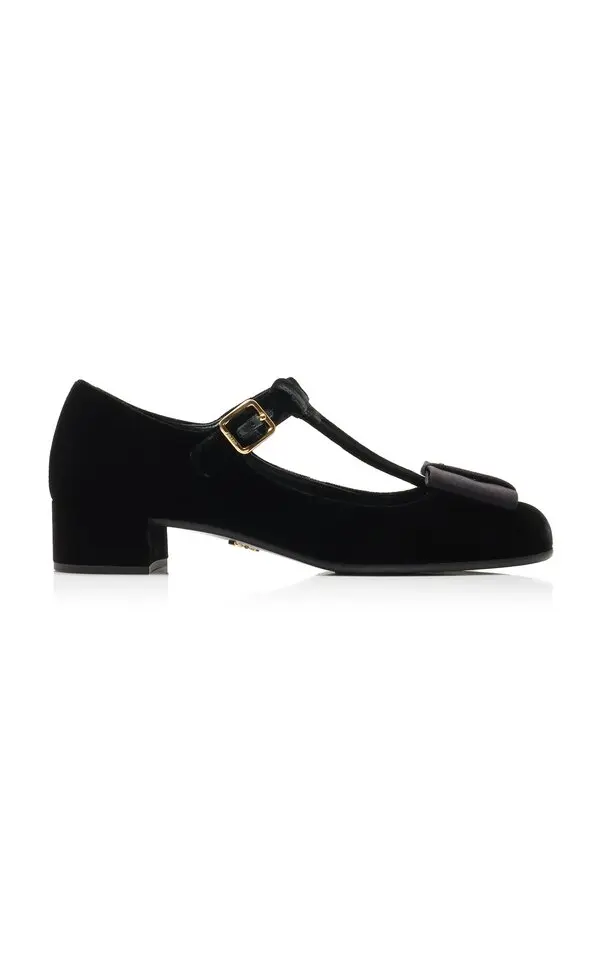 Prada Velvet T-strap Pumps