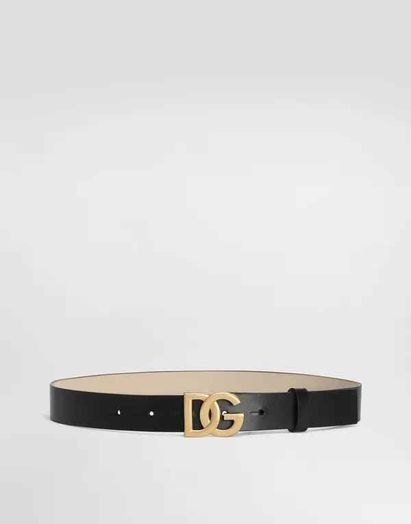 Dolce & Gabbana Calfskin Belt With Logo - Black