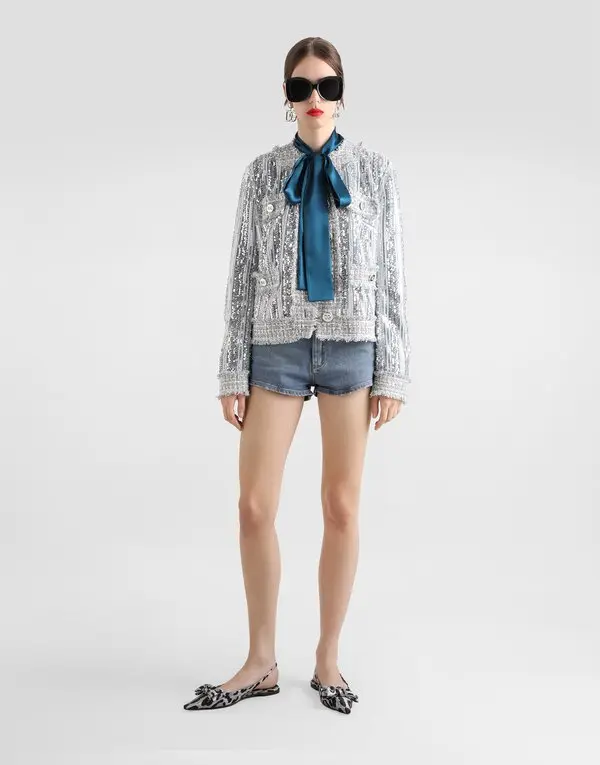 Dolce & Gabbana Silk Satin Pussy-bow Shirt - Azure