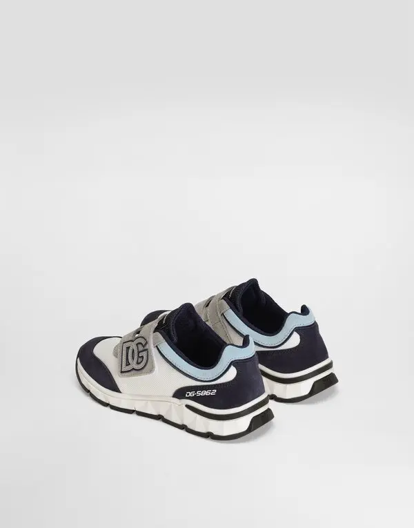Dolce & Gabbana Mesh And Split Leather Dg Running Sneakers - Multicolor