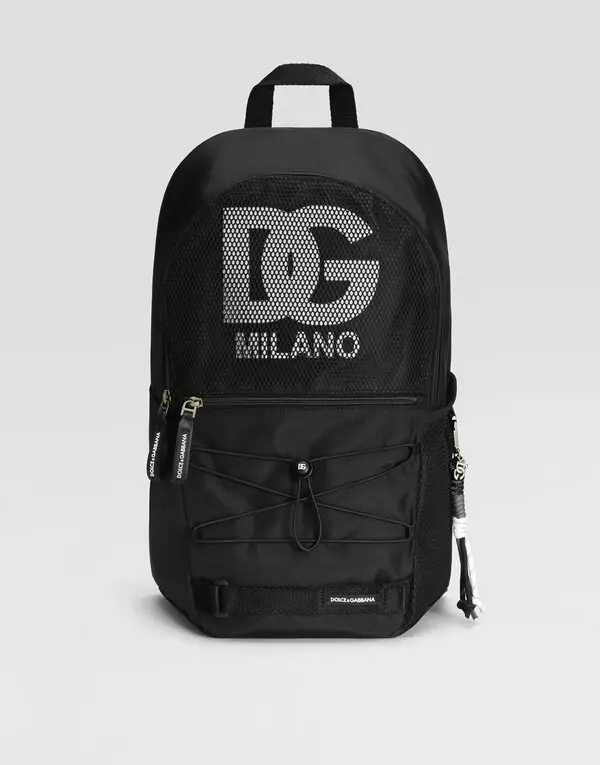 Dolce & Gabbana Nylon Mesh Backpack With Dg Logo - Black