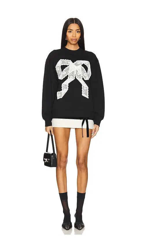 Yuhan Wang Lace Bow Sweatshirt In Black - 47% Off | Editorialist