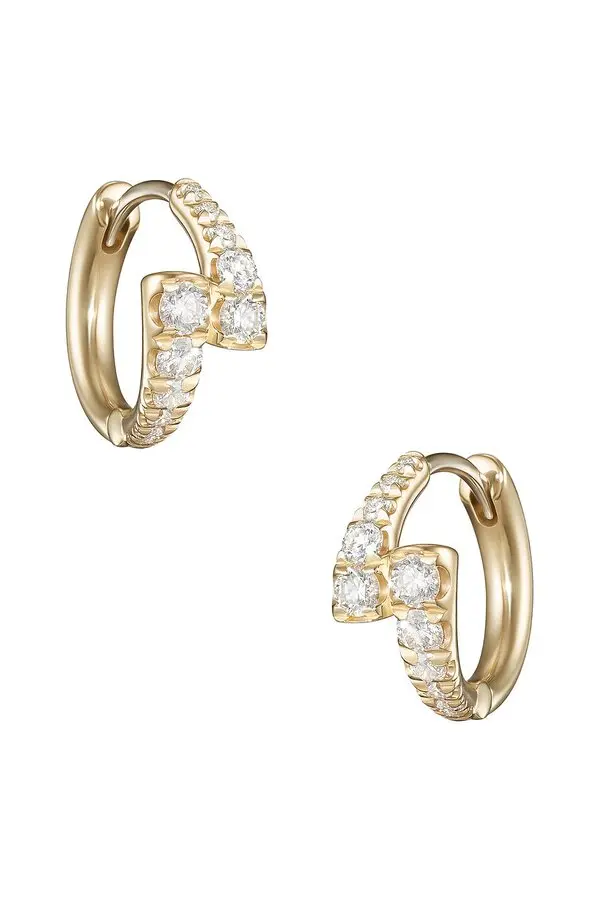 Melissa Kaye Lola Huggie Hoop Earrings - 18k Yellow Gold & Diamonds