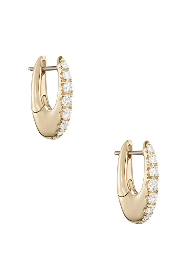 Melissa Kaye Lulu Small Hoop Earrings - 18k Yellow Gold & Diamonds