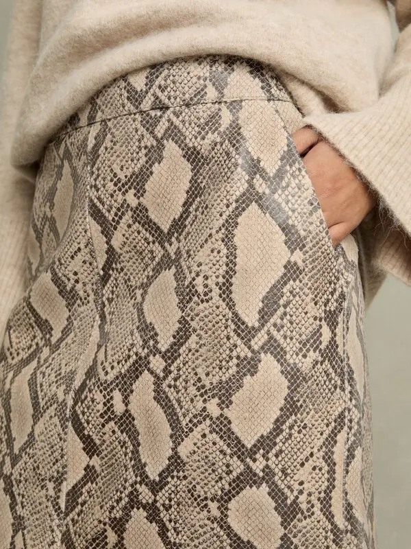 REISS Missa Snakeskin-effect Leather Pencil Skirt
