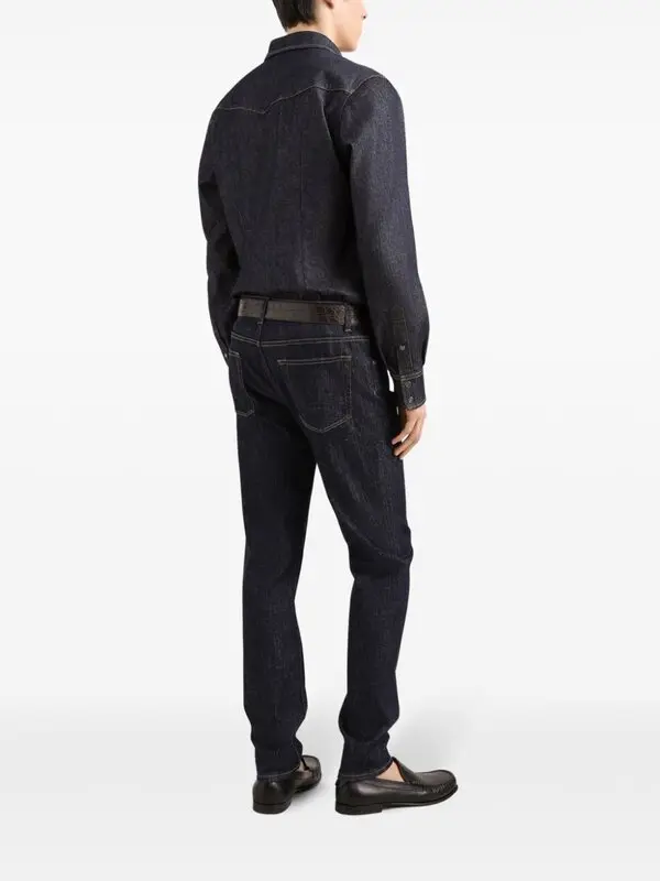 Dolce & Gabbana Logo Appliqué Tapered Jeans - Blue