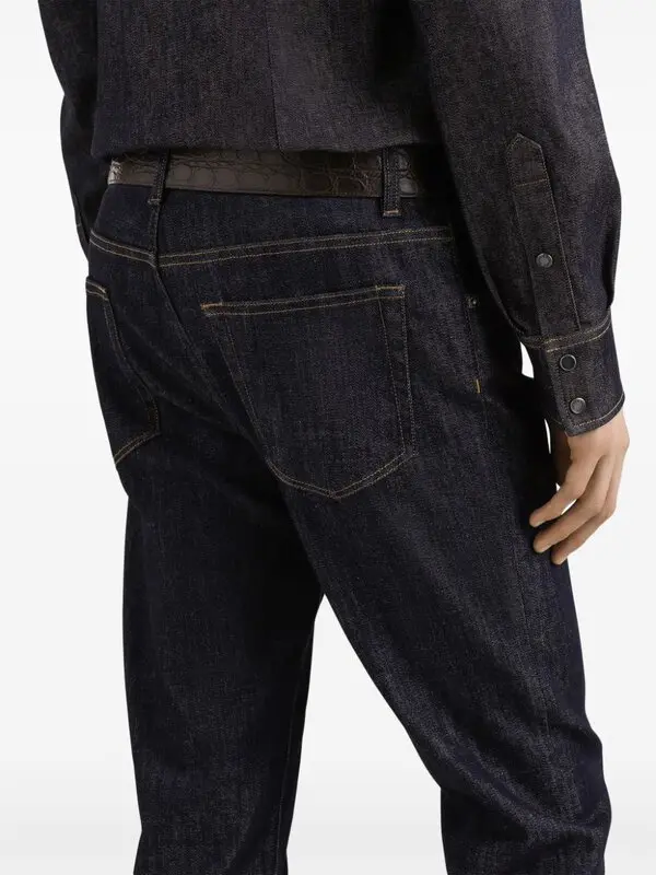 Dolce & Gabbana Logo Appliqué Tapered Jeans - Blue