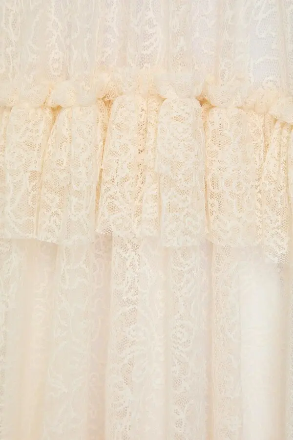 vintage style lace wedding dresses Boho Vintage Style Lace Wedding Dress with Short Sleeves CHELSEA Size 14 / Ivory main image 0