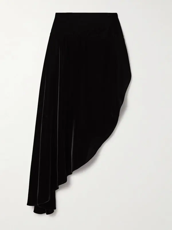 Alaïa Asymmetric Velvet Skirt - Black