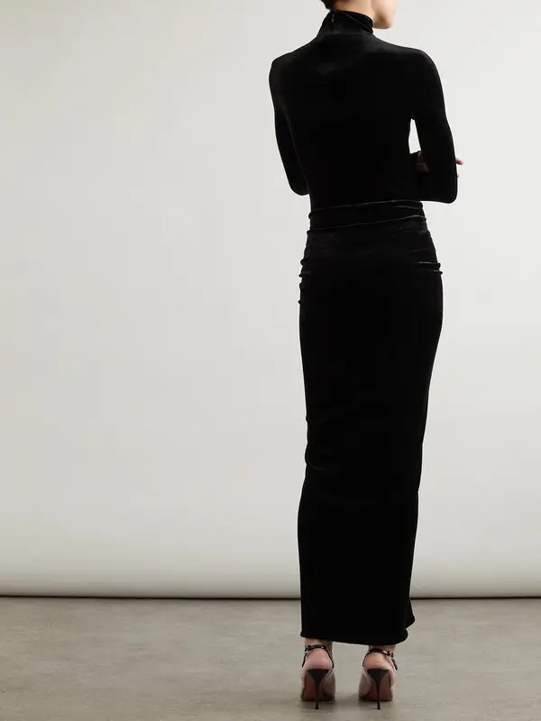 Alaïa Ruched Crushed-velvet Midi Dress