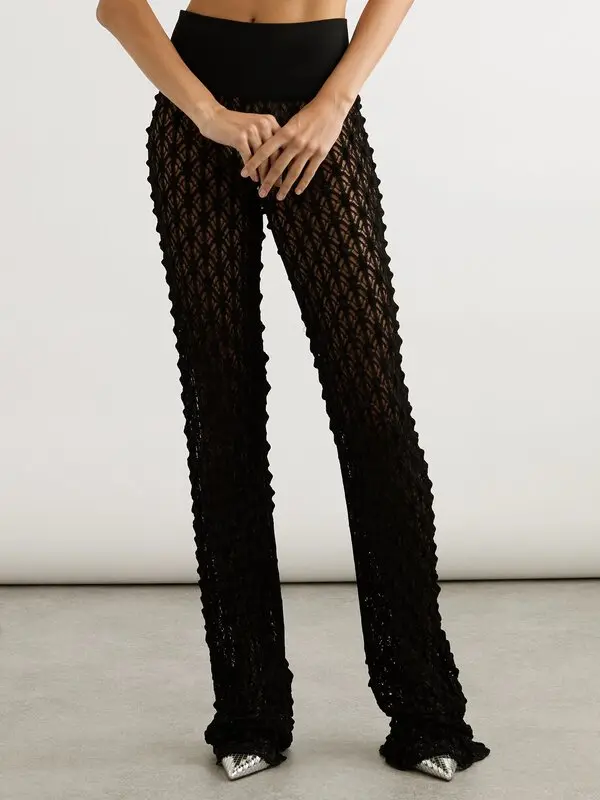 Alaïa Open-knit Straight-leg Pants