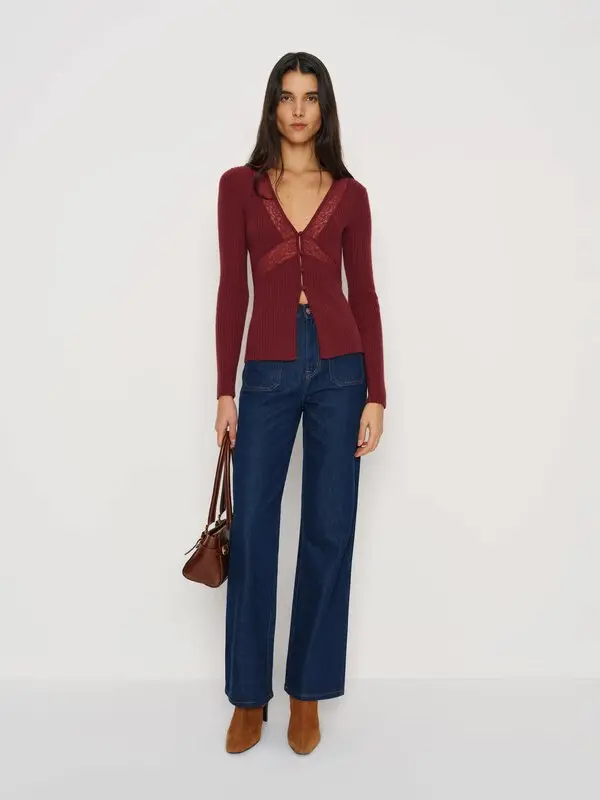 REFORMATION Sunniva Lace Cashmere Cardigan