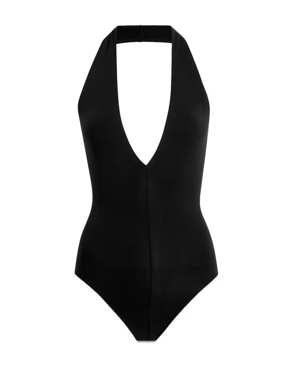 Commando Ballet Deep Plunge Halter Bodysuit - Black