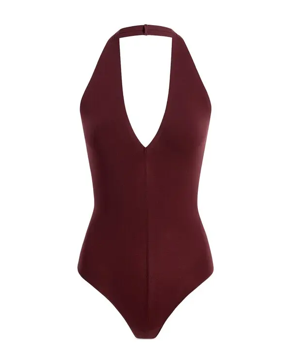 Commando Ballet Deep Plunge Halter Bodysuit - Espresso