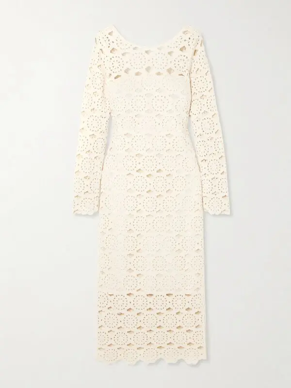 Cara Cara Marsielle Crocheted Cotton Midi Dress - Neutrals