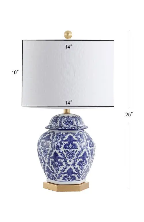 JONATHAN Y Gretchen Ginger Jar Ceramic/metal Led Table Lamp - Blue/white
