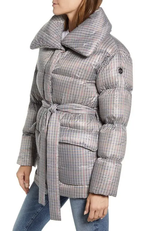 Bernardo Print Belted Puffer Coat