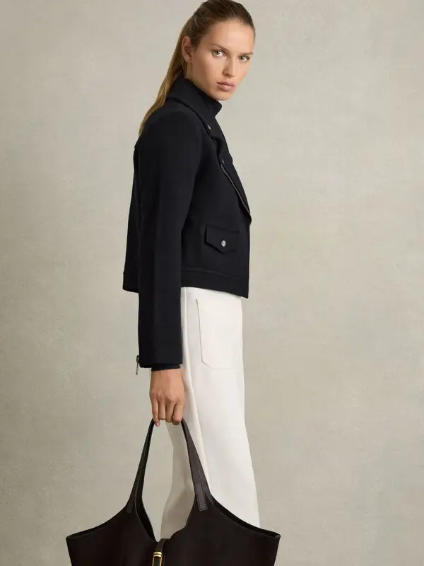 REISS Arlow Wool-blend Biker Jacket