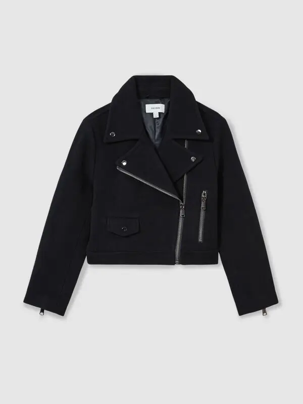 REISS Arlow Wool-blend Biker Jacket