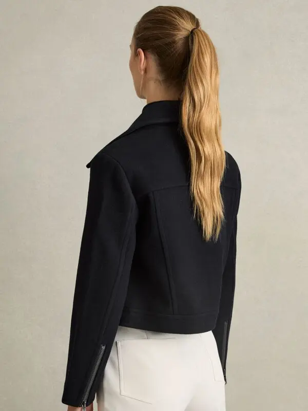 REISS Arlow Wool-blend Biker Jacket