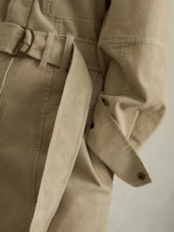 REISS Mara Cotton Corduroy Tapered Jumpsuit