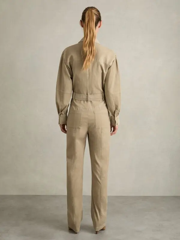 REISS Mara Cotton Corduroy Tapered Jumpsuit