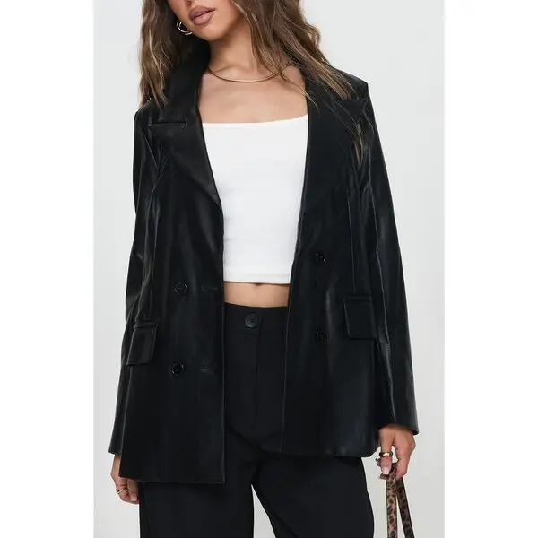 Princess Polly Ellen Faux Leather Blazer