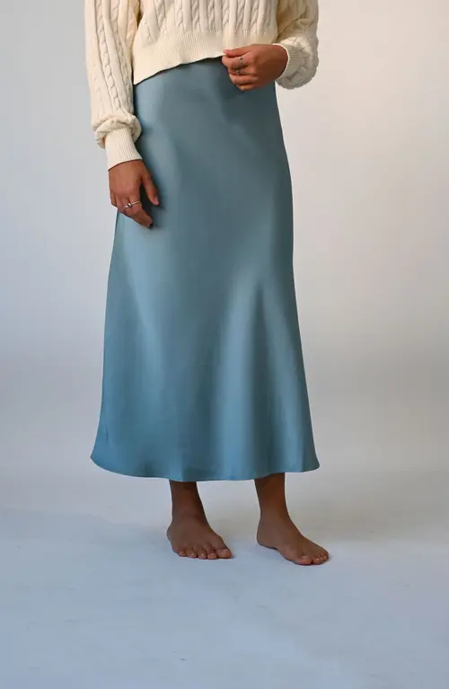 BY TESS COLLECTION Ella A-line Midi Skirt - Blue Galaxy