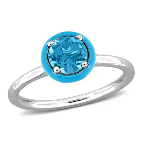 JULIANNA B. Gemstone And Enamel Solitaire Ring - Blue Topaz/sterling Silver