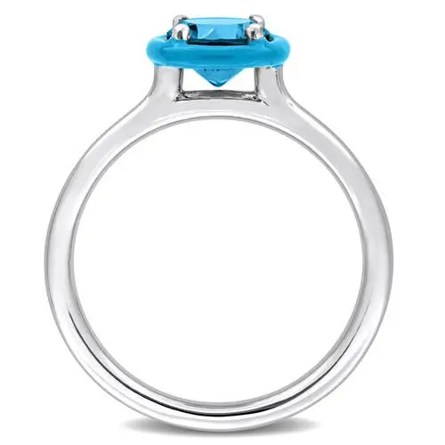 JULIANNA B. Gemstone And Enamel Solitaire Ring - Blue Topaz/sterling Silver