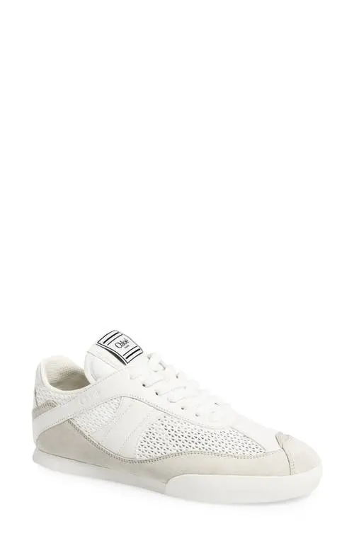 Chloé Kick Leather & Mesh Sneaker - Cloudy Cream
