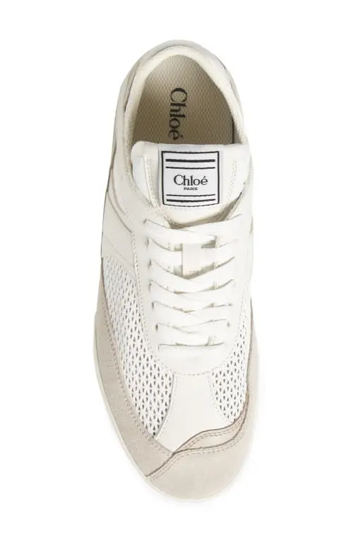 Chloé Kick Leather & Mesh Sneaker - Cloudy Cream