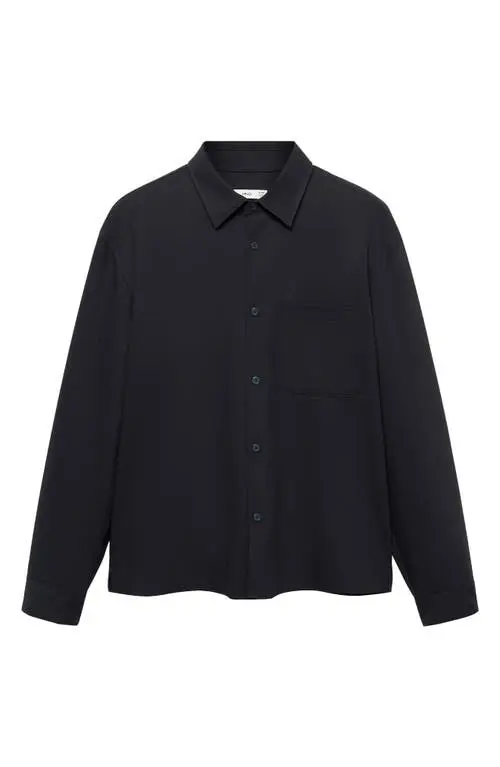 Mango Regular Fit Stretch Button-up Shirt - Dark Navy