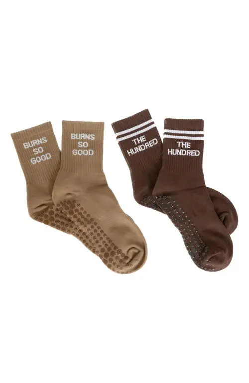 PILATES UNIVERSITY 1883 Assorted 2-pack Crew Socks - Mocha/ Espresso