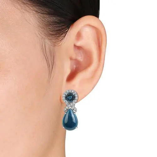 JULIANNA B. Gemstone Drop Halo Earrings