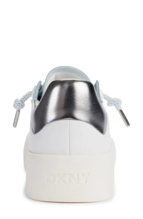 Dkny Ginali Metallic Cap Toe Sneakers - White/ Celeste