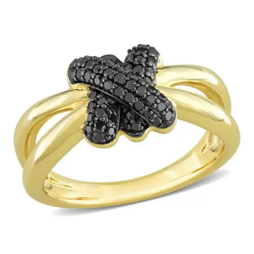 JULIANNA B. Diamond Love Knot Ring 14k - Black Diamond/gold