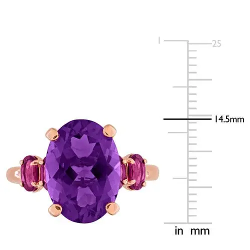 JULIANNA B. Gemstone Oval 5-stone Ring In Sterling Silver - Amethyst/rhodolite