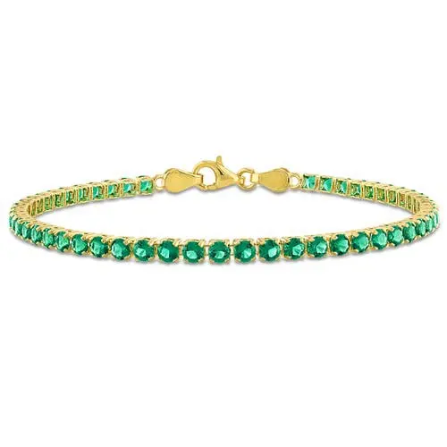 JULIANNA B. Gemstone Tennis Bracelet In Sterling Silver - Emerald/yellow-plated