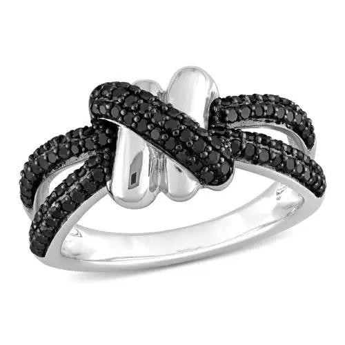 JULIANNA B. 14k White Gold Split-shank Ring - Black Diamond