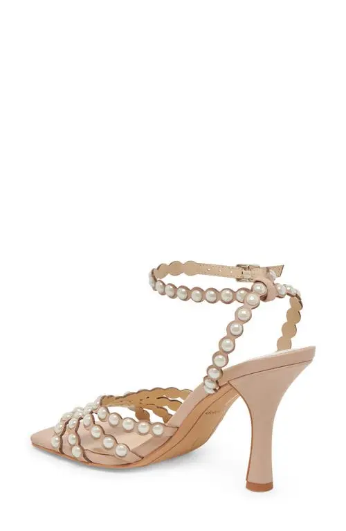 Dolce Vita Pearly Bead Ankle Strap Sandals - Light Blush Leather
