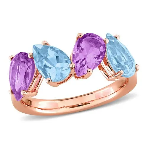 JULIANNA B. Rose-plated Ring With Gemstones - Amethyst