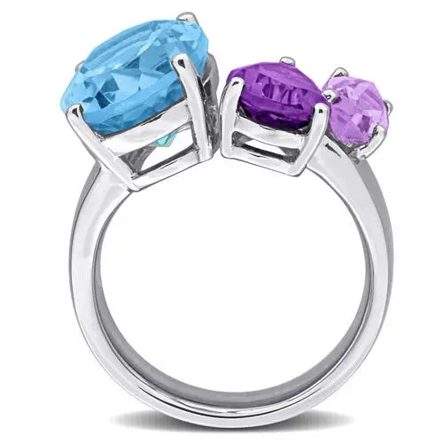 JULIANNA B. Gemstone Cocktail Ring In Sterling Silver - Blue Topaz