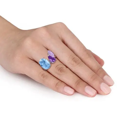 JULIANNA B. Gemstone Cocktail Ring In Sterling Silver - Blue Topaz